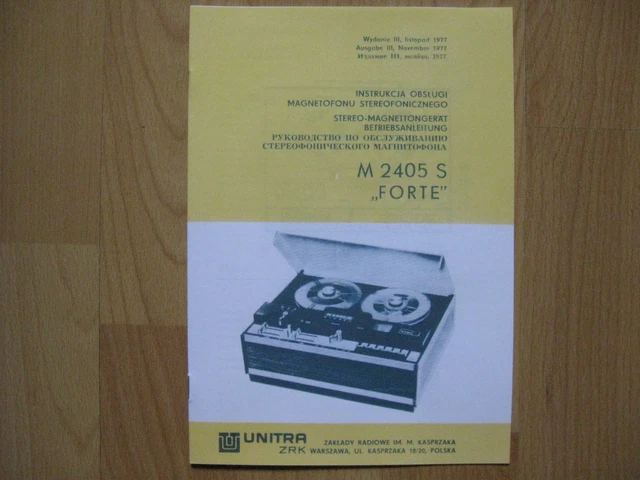 UNITRA M 2405 S (ZK 246) Bedienungsanleitung für HiFi-Stereo-Tonbandgerät EUR 4,99 - PicClick DE