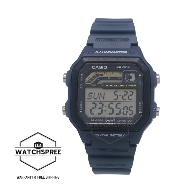 CASIO DIGITAL NAVY Blue Resin Band Watch WS1600H-2A WS-1600H-2A EUR 56 ...