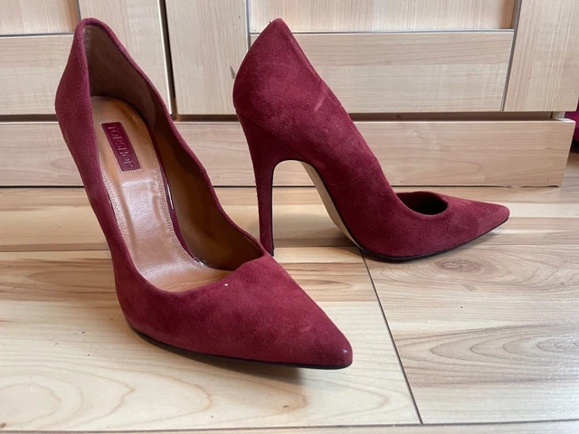 TOPSHOP MAROON SUEDE leather 5" stiletto heel court shoe. UK 8 £6.00 ...