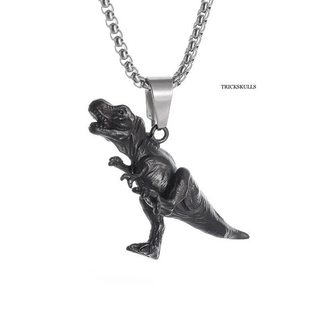 TYRANNOSAURUS REX T Rex Running Dinosaur Retro 3D Pendant & Stainless ...