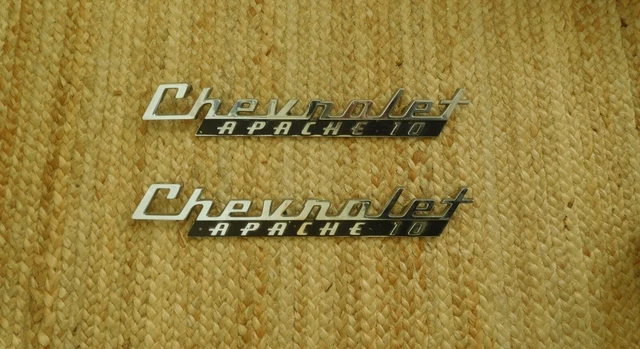 CHEVROLET APACHE 10 Truck Hood Side Emblems 1960 Chevy Truck Ornament ...