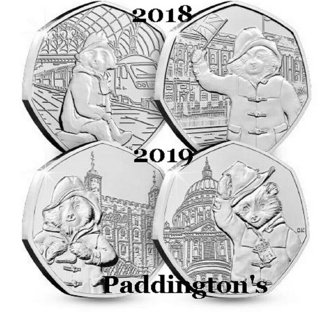 PADDINGTON BEAR 50P Coins Set Station Tower Fifty Pence London Train ...