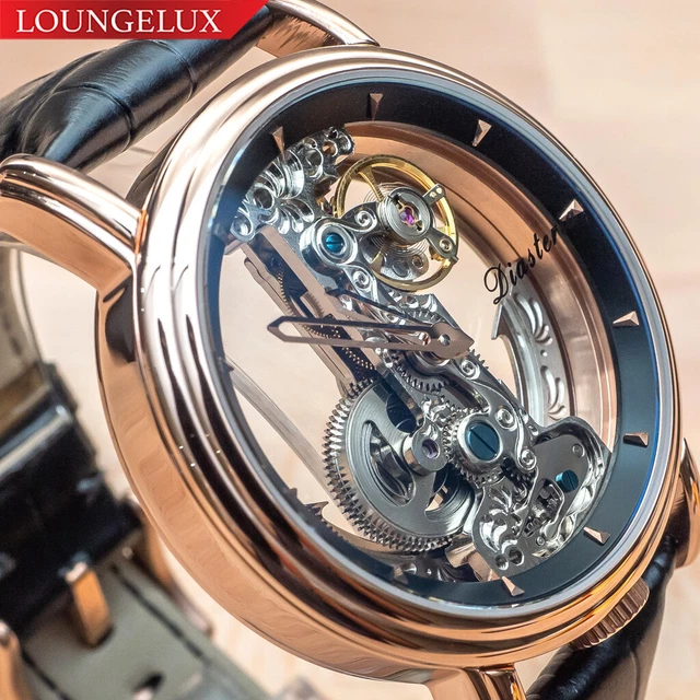 MENS LUXURY BLING Bridge Automatic Mechanical Watch - Rose Gold Black ...