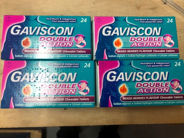 4 X GAVISCON Double Action Chewable 24 TOTAL 96 Tablets Exp:- 1/04/26 ...
