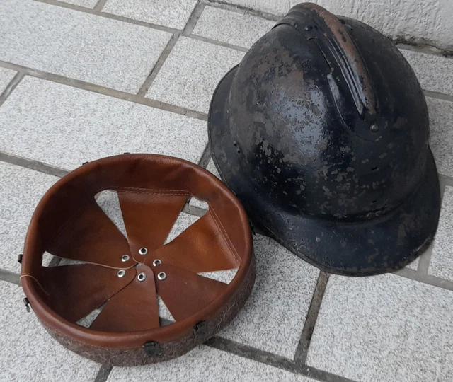 WW2 COIFFE D'INTÉRIEUR cuir marron casque Adrian mod.26 1926 helmet ...