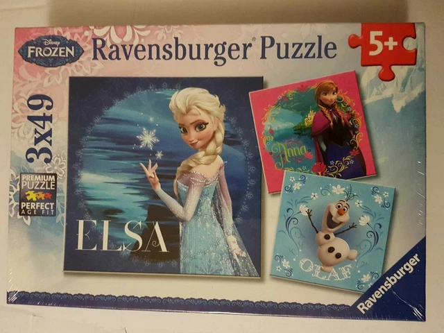 RAVENSBURGER DISNEY FROZEN Elsa Anna & Olaf 3 x 49 Piece Jigsaw Puzzle ...