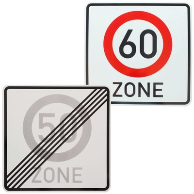 ORIGINAL 2X VERKEHRSZEICHEN Ende 50 60 Zone Verkehrsschild ...