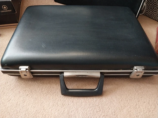 VINTAGE RETRO 60S 70s Black Hard Shell Fleetline Attaché Case Briefcase ...