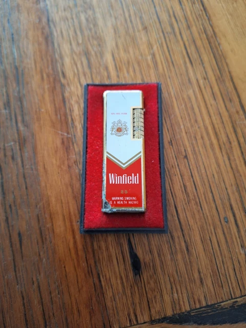 VINTAGE CIGARETTE LIGHTER Winfield Red in Display Case Sunlit Made in ...