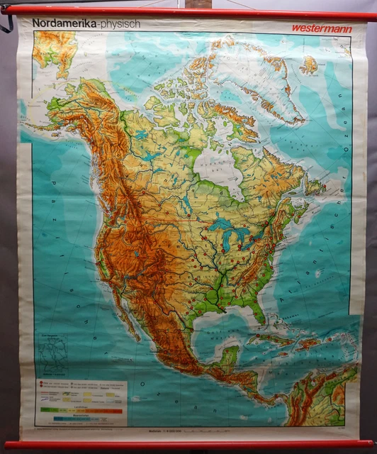 POSTER MAP NORTH America country style wall chart £160.63 - PicClick UK