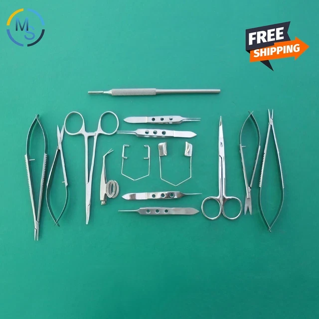 15 BASIC EYE Micro Surgery Ophthalmic Scissors Surgical Instruments Set 15-basic-eye-micro-surgery-ophthalmic-scissors-surgical-instruments-set