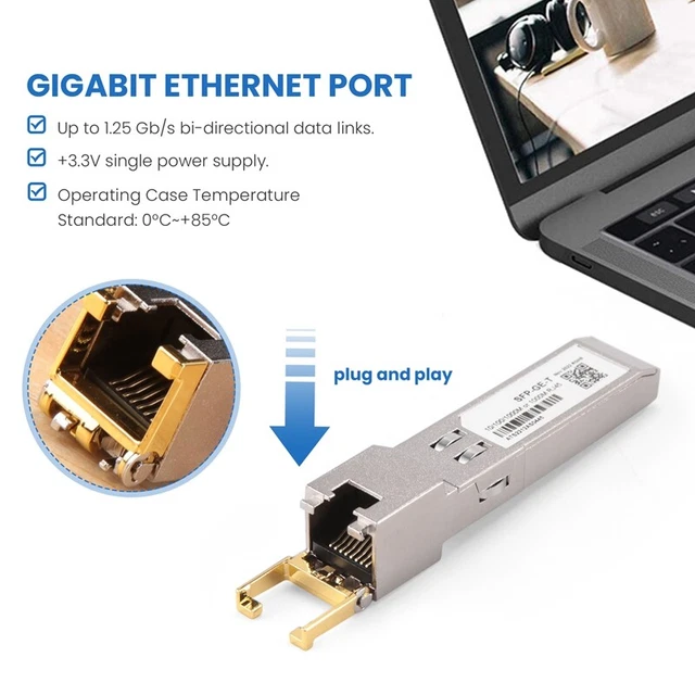 2X/100/1000 PORT SFP Copper RJ45 SFP Module Gigabit Ethernet Port J8E2 ...