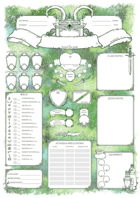 5-PACK DND 5E Custom Rogue Class Character Sheet Sets Dungeons ...