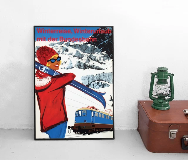 POSTER DEUTSCHE BAHN Winterreise mit der Bundesbahn Eisenbahn / Plakat ...