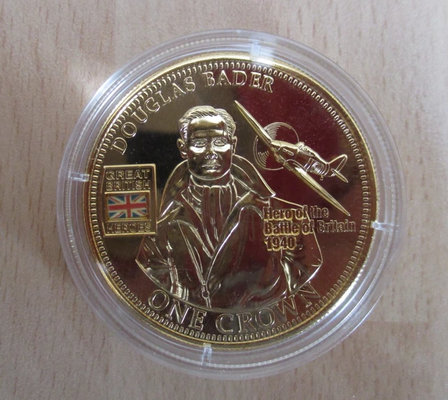 DOUGLAS BADER 2010 Commemorative 22ct Gold Plated One Crown Ltd Edition ...