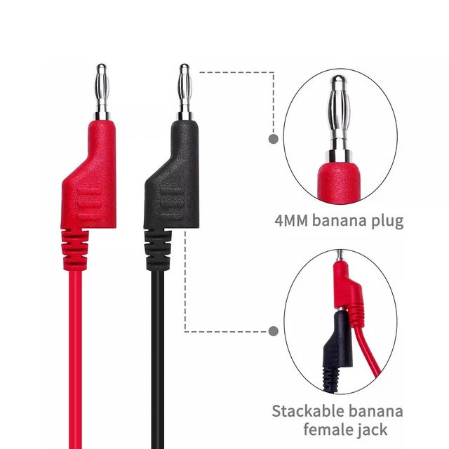 RELIABLE BANANA PLUG to Crocodile Alligator Clip Test Leads 2PCS Set 1 ...