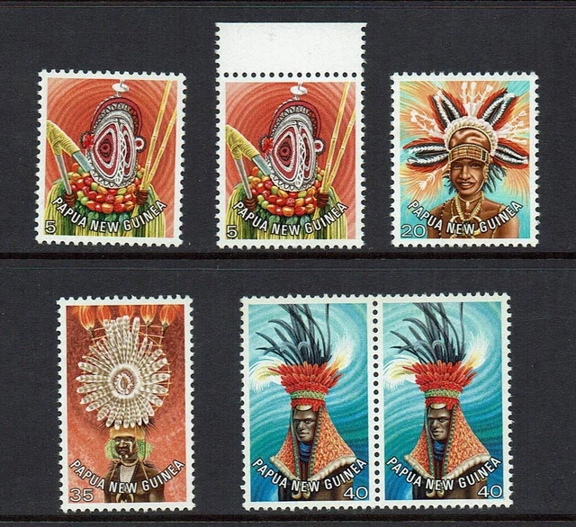 PAPUA NEW GUINEA PNG . 1977 Headdresses 6 Stamps Mint Unhinged $1.50 ...