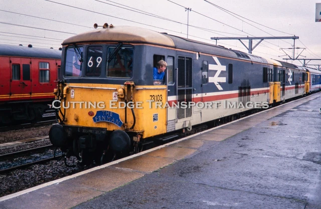 RAILWAY SLIDE: CLASS 73 Electro-Diesel 73103 on 'The Fenman' 1990 D ...