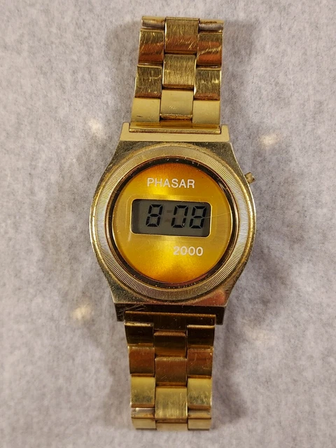 VINTAGE GOLD TONE "PHASAR 2000" LCD Digital Watch - Sears Robuck - New ...