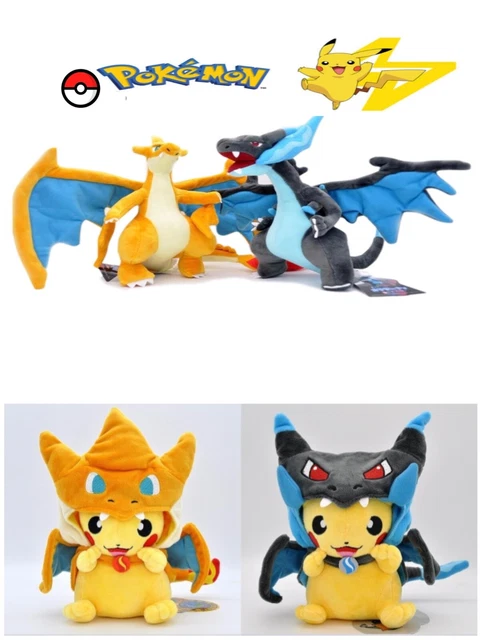 PIKACHU PIKAZARD POKEMON Plush Mega Charizard X Doll Toy Soft Toys 22cm ...