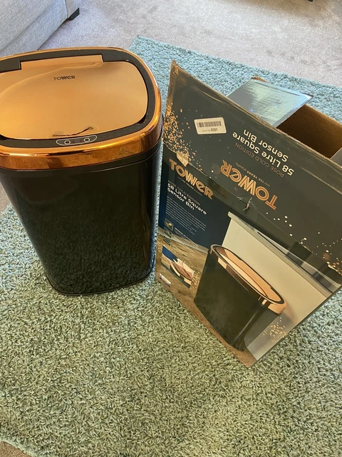 TOWER KITCHEN BIN with Sensor Lid, Automatic Soft-Close 58L Black ...