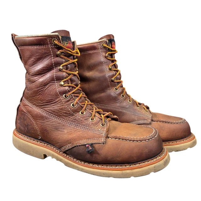 THOROGOOD 804-4378 MEN'S Leather Steel Safety Moc Toe Boots Size 10.5 D ...