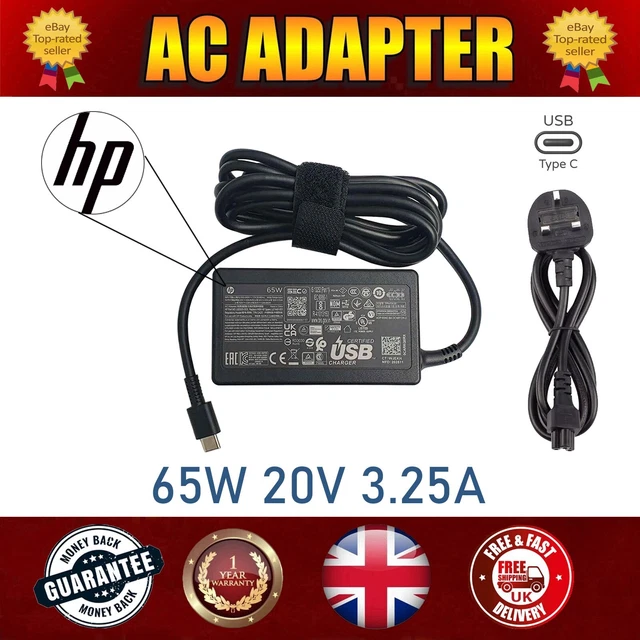 NEW GENUINE HP Laptop Charger 65W USB Type-C with Cable £27.99 ...