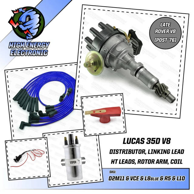ROVER V8 35D Distributor Viper ignition coil and blue 8mm HT Leads 3.5 ...