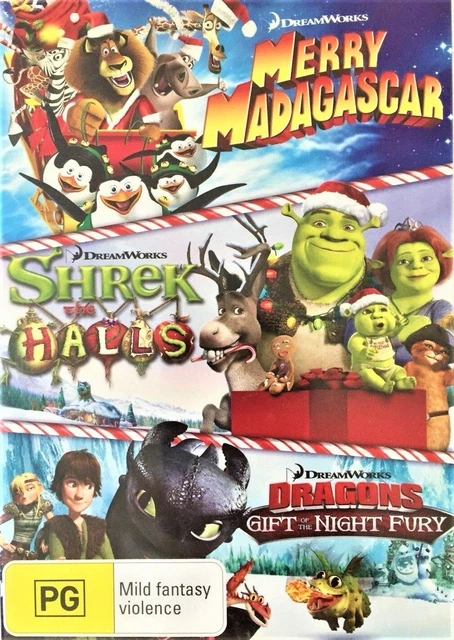 DREAMWORKS CHRISTMAS COLECTION DVD Merry Madagascar+Shrek The Halls ...