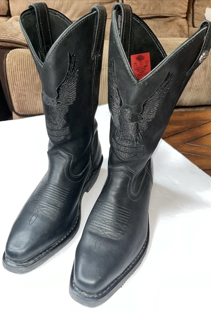 HARLEY DAVIDSON MENS 9M Black Leather Cowboy Western Rancher Legendary ...