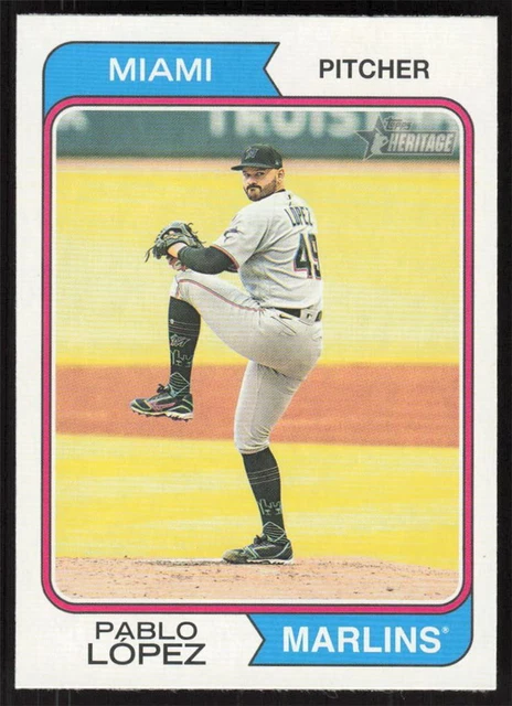 CARTE DE BASEBALL Pablo Lopez Miami Marlins Topps Heritage 2023 # 341 ...