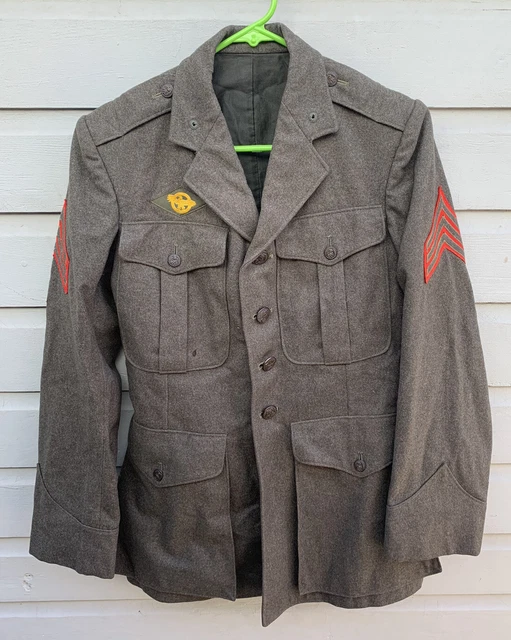 VTG 40S WW2 1942 USMC US Marine Corps Green Wool Dress Jacket Uniform ...