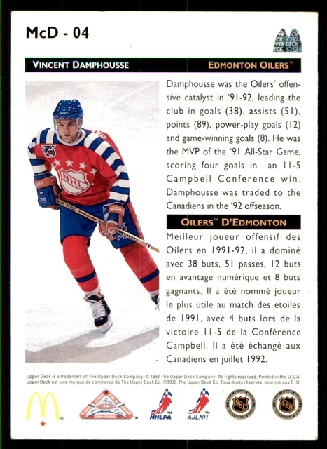1992-93 PONT SUPÉRIEUR McDonald's All-Stars Vincent Damphousse Edmonton ...