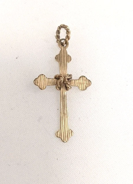 9CT 375 YELLOW Gold Cross Ornate Pendant Hallmarked 3.2cm long - 0.85g ...