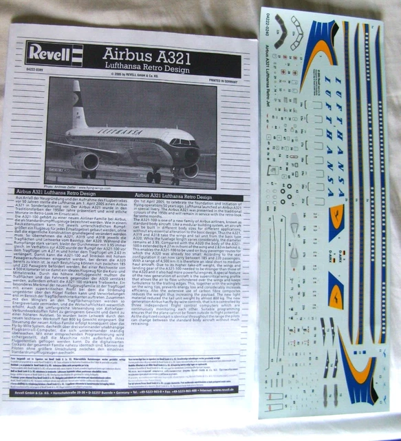 REVELL AIRBUS A321 Lufhansa retro 1/144 Scale decals & instructions ...