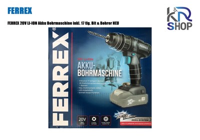 FERREX 20V LI-ION Cordless Drill incl. 17 pcs Bit & Drill NEW £43.27 ...