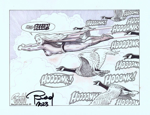 Cavewoman Cave Woman Creator Budd Root Signed Superman Art Print