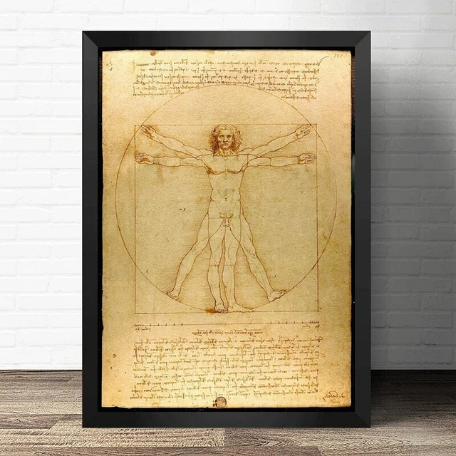 TOILE TABLEAUX CROQUIS Leonard de Vinci l homme de Vitruve 50x70 cm EUR ...