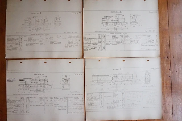 LOCOMOTIVE LOCO RAILWAY Technical Drawing Diagrams x4 Section D £16.99 ...