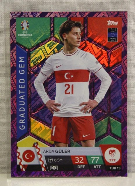 TOPPS EURO 2024 Match Attax Arda Guler Graduated Gem Purple Parallel ...