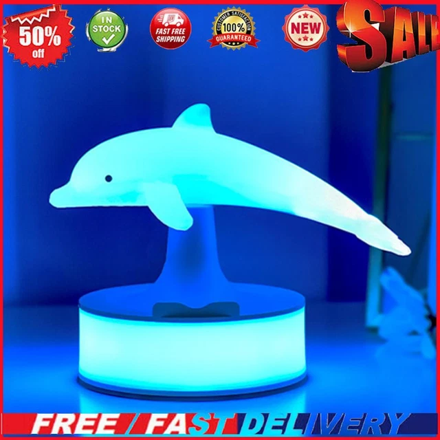 3D DOLPHIN BEDSIDE Lamp Cordless Touch Control Stand Table Lamp Home ...