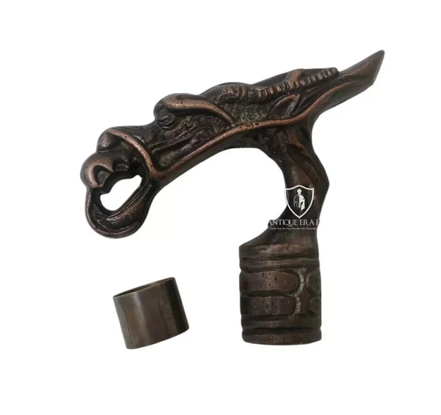 ANTIQUE DRAGON HEAD Handle ONLY For Vintage Style Wooden Walking Stick ...