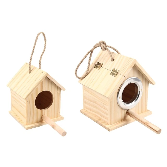 PARAKEET NEST BOX Bedding Bird Nesting House For Cage Wooden Bird House ...
