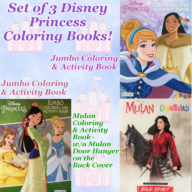 3 DISNEY PRINCESS Jumbo Coloring & Activity Books Mulan Movie Book! Pocahontas🏰 £10.20 - PicClick UK