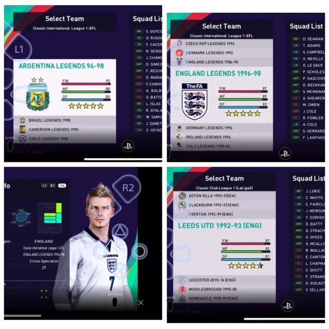 EFOOTBALL PES 2021 Classic Legend 121 Team Option File PS4 & PS5 Euro ...