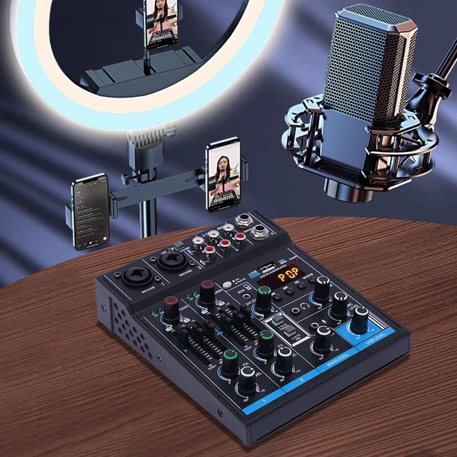 4-KANAL MIKROFONEINGANG STEREO Mischer Soundboard Bluetooth Mixer ...
