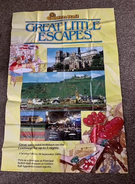 RARE ORIGINAL BRITISH Rail Poster 80s 150/100cm Great Little Escape ...
