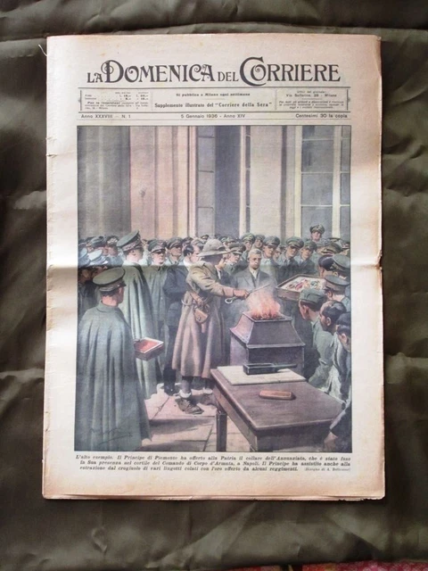 LA DOMENICA DEL Corriere 5 Gennaio 1936 Principe di Piemonte Abbi Addi ...