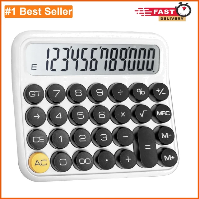 COMPACT BLACK CALCULATOR - 12-Digit Display Perfect for School, Home ...
