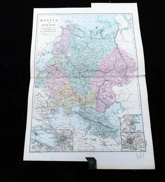 ANTIQUE MAP OF The Ukraine Ukrainian Russian Border Kiev Moscow GW ...